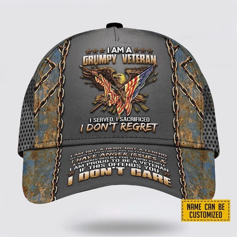 Custom Name US Army I Am A Grumpy Veteran Baseball Cap - Gift For ...