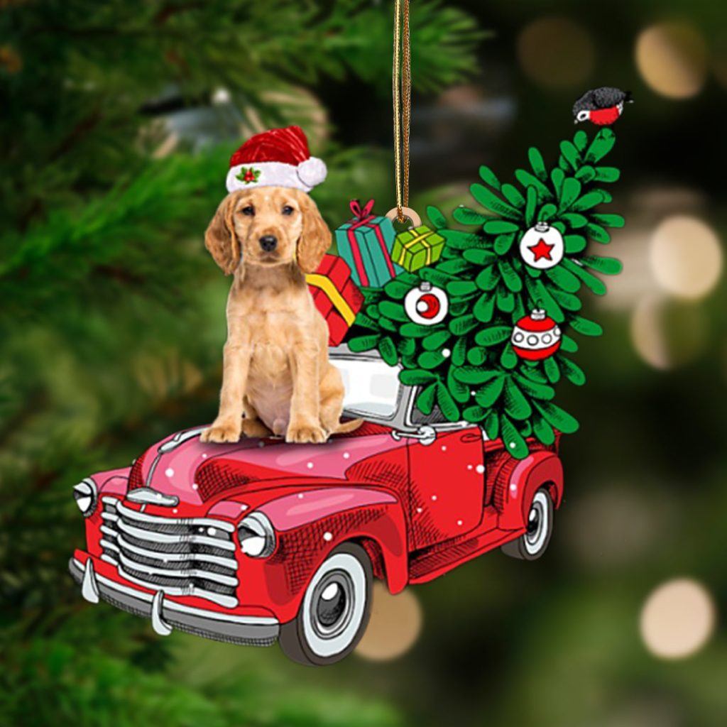 Golden Cocker Spaniel-Pine Truck Hanging Christmas Plastic Hanging ...