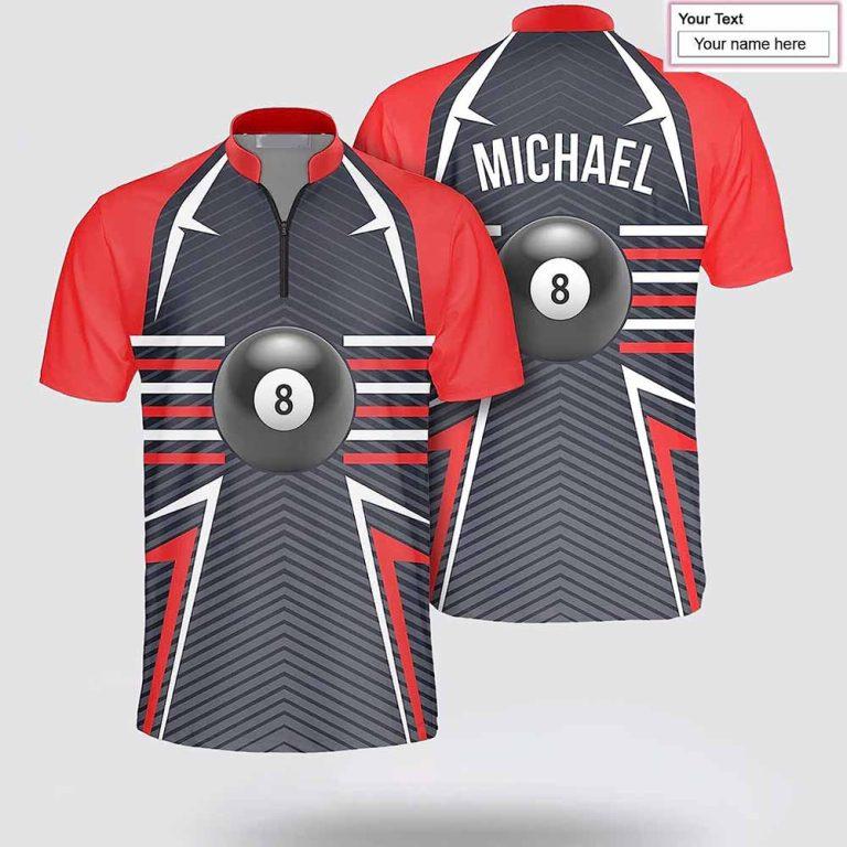 Billiard Polo Shirts, 8 Ball Billiard White Black 3D Polo Shirts ...