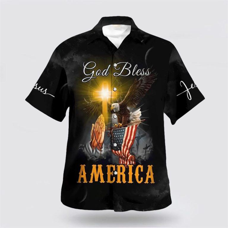 Praying Hands God Bless America Hawaiian Shirts - Gifts For Christian ...