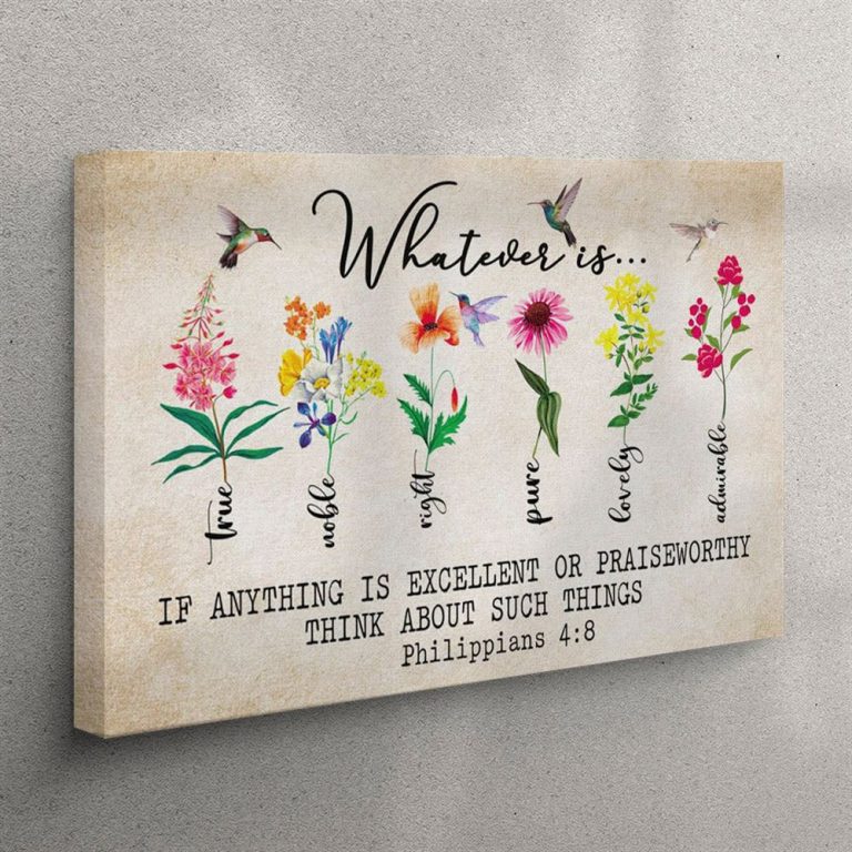 Whatever Is True Whatever Is Pure Philippians 48 Bible Verse Canvas ...