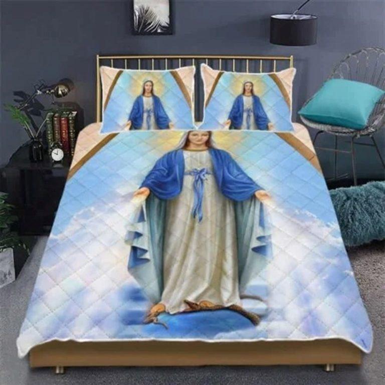 Beautiful Lady, Mary Mother of Christ Quilt Bedding Set - Christian ...