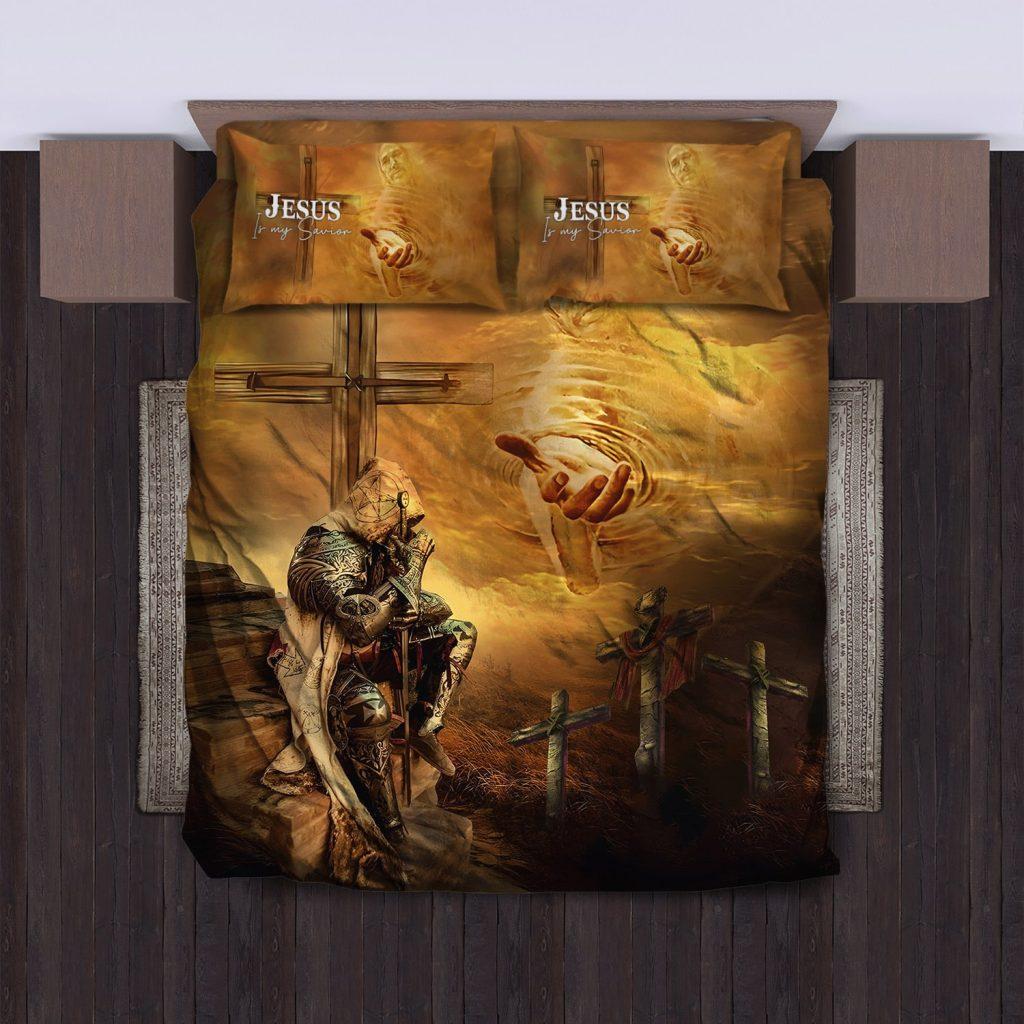 Cross and Warrior Jesus Is My Savior Bedding Set - Christian Gift For ...