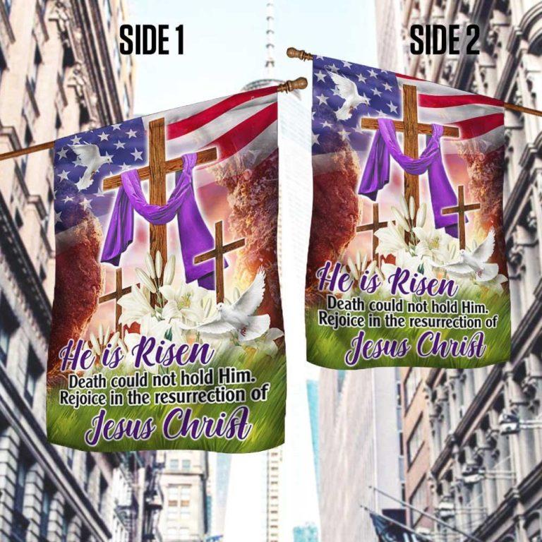 Easter Christian Flag He Is Risen Rejoice In The Resurrection Of Jesus ...