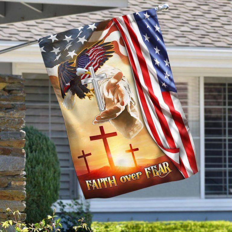 Faith Over Fear Jesus Cross Flag - Christian Flag Outdoor Decoration ...