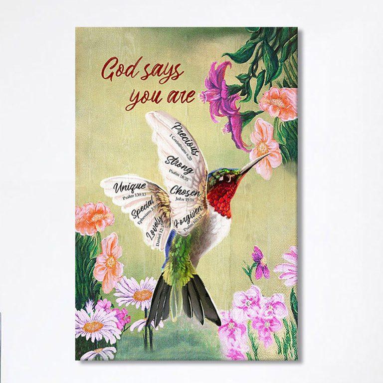 God Says You Are Hummingbird Canvas Art - Bible Verse Wall Art ...