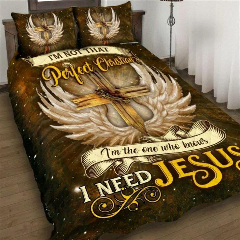 I Need Jesus Quilt Bedding Set - Christian Gift For Believers - Excoolent