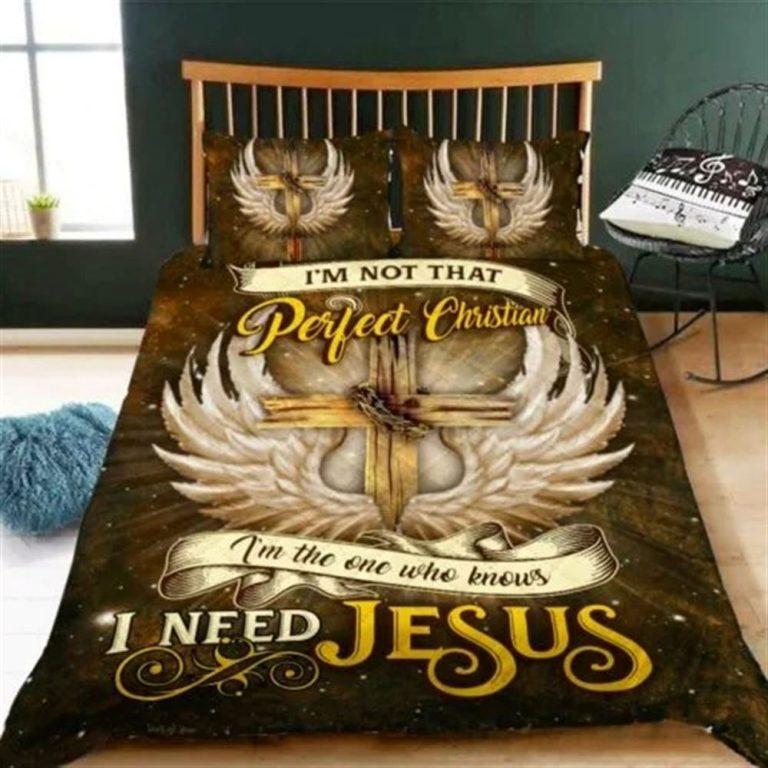 I Need Jesus Quilt Bedding Set - Christian Gift For Believers - Excoolent