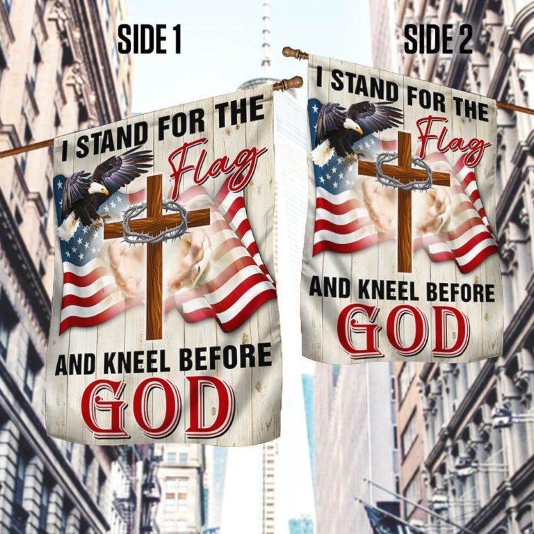 Jesus Christ American Flag I Stand For The Flag and Kneel Before God ...
