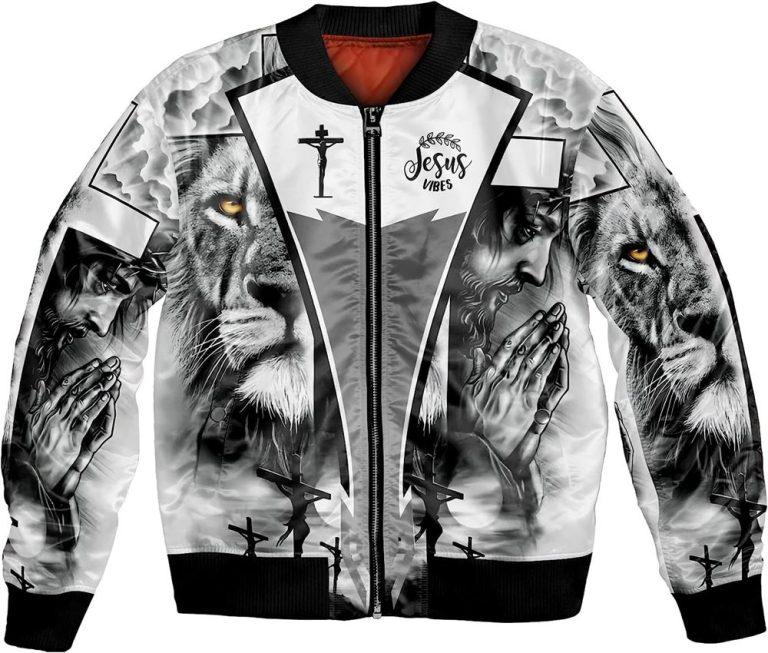 Jesus On The Cross With Lion Bomber Jacket - Gifts For Jesus Lovers ...