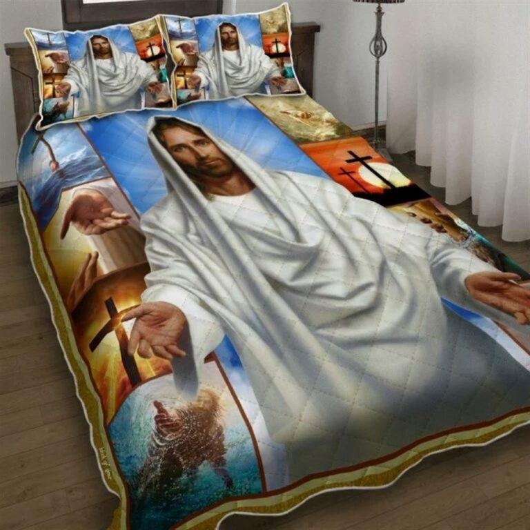 Jesus Reaching Hand Quilt Bedding Set - Christian Gift For Believers ...