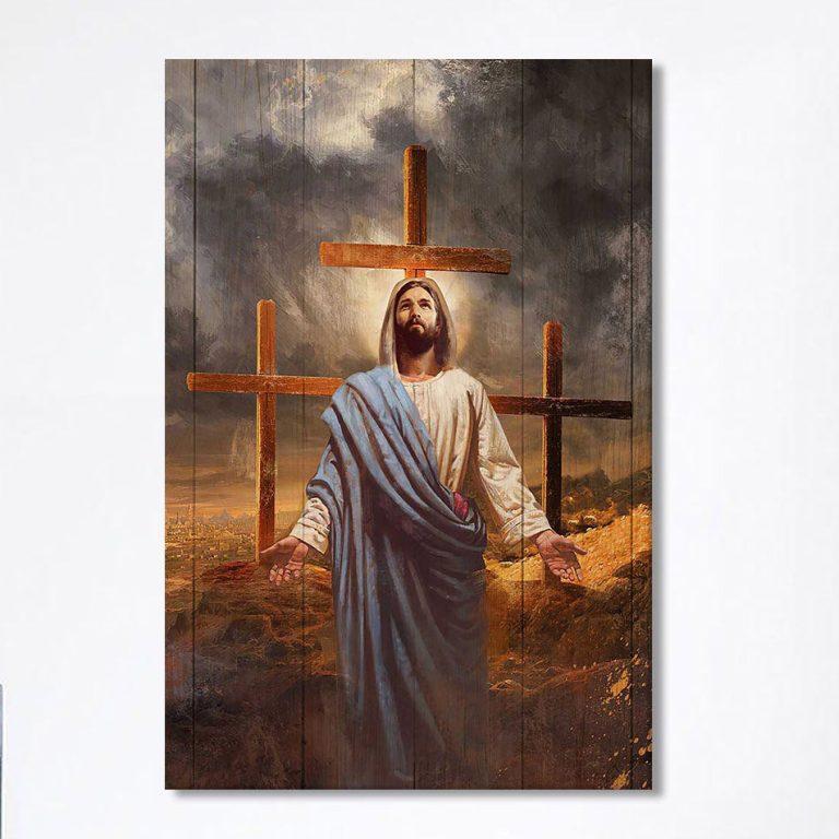 Jesus Three Old Rugged Cross Canvas Art - Christian Art - Bible Verse ...