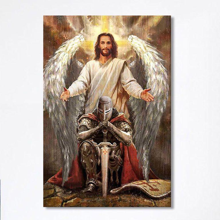 Jesus Wings Warrior Of God Wall Art Canvas - Jesus Portrait Canvas ...