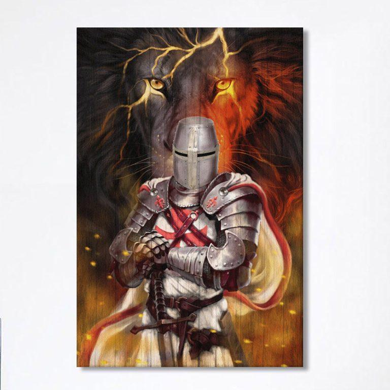 Knight Templar And Lion Jesus Canvas Prints - Jesus Christ Canvas Art ...