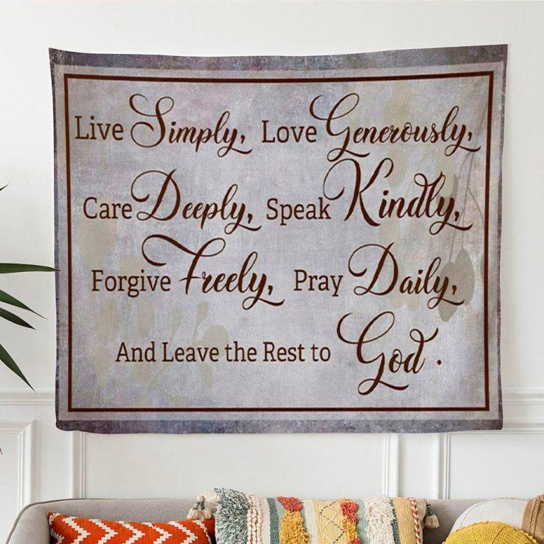 Live Simply Love Generously Tapestry Wall Art - Gifts For Christian ...