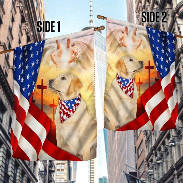 Yellow Lab Flag Labrador Retriever dog And Jesus US Flag - Christian ...