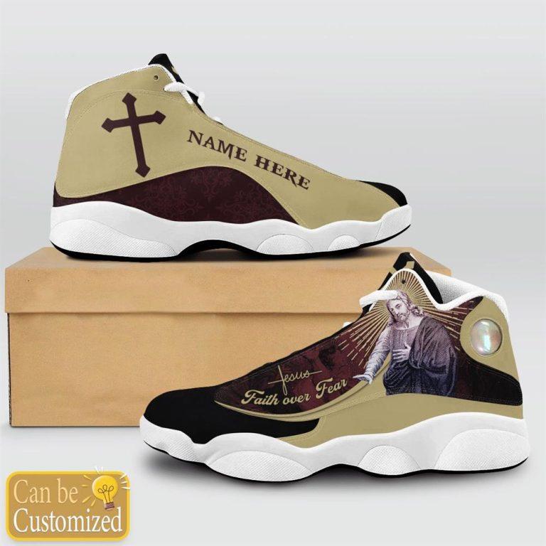 Christian Shoes, Jesus Faith Over Fear God Figure Custom Name Jd13 ...