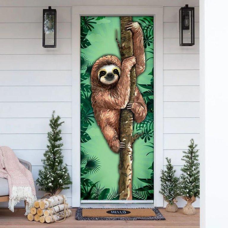 Christmas Door Cover, Happy Sloth Door Cover, Xmas Door Covers ...