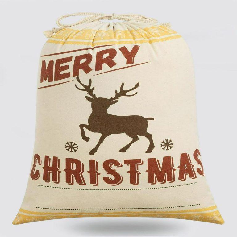 Personalised Christmas Sack, Canvas Sack With Christmas Text And Mouse ...