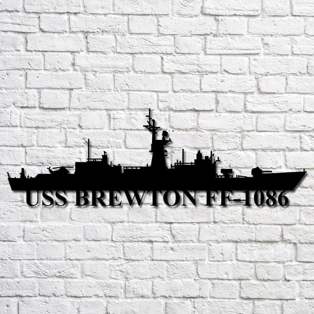 Us Navy Metal Sign, Veteran Signs, Uss Brewton Ff1086 Navy Ship Metal ...