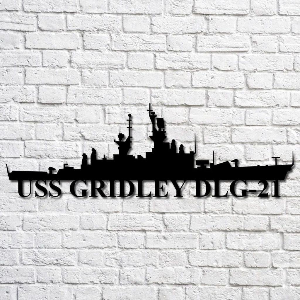 Us Navy Metal Sign, Veteran Signs, Uss Gridley Dlg21 Navy Ship Metal ...