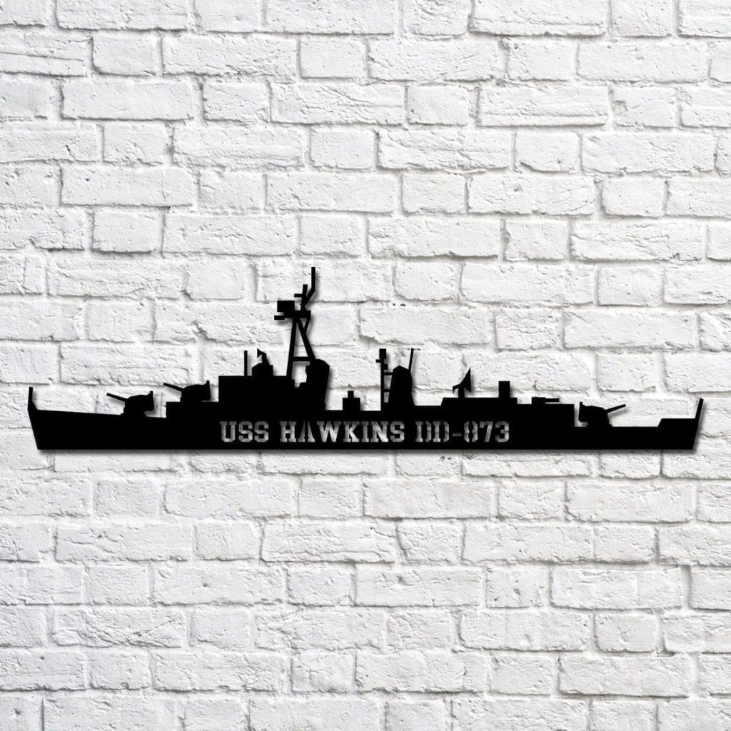 Us Navy Metal Sign, Veteran Signs, Uss Hawkins Dd873 Navy Ship Metal ...