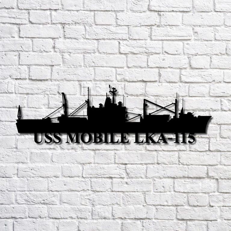 Us Navy Metal Sign, Veteran Signs, Uss Mobile Lka115 Navy Ship Metal ...