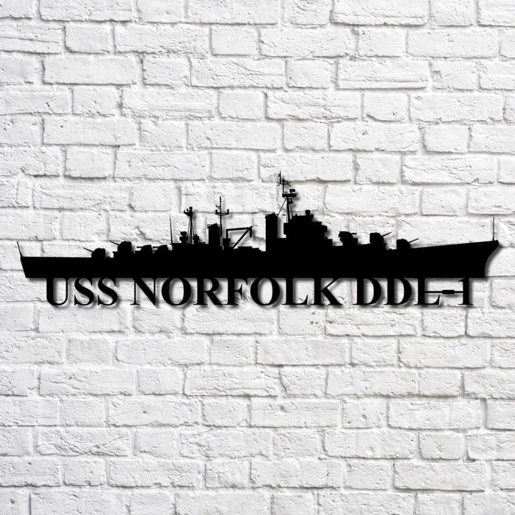 Us Navy Metal Sign, Veteran Signs, Uss Norfolk Ddl1 Navy Ship Metal Art ...