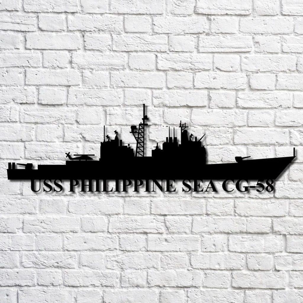 Us Navy Metal Sign, Veteran Signs, Uss Philippine Sea Cg58 Navy Ship ...