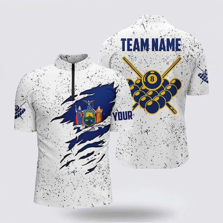 Billiard Jerseys, Custom Billiard Jerseys, 8 Ball Pool New York Flag ...