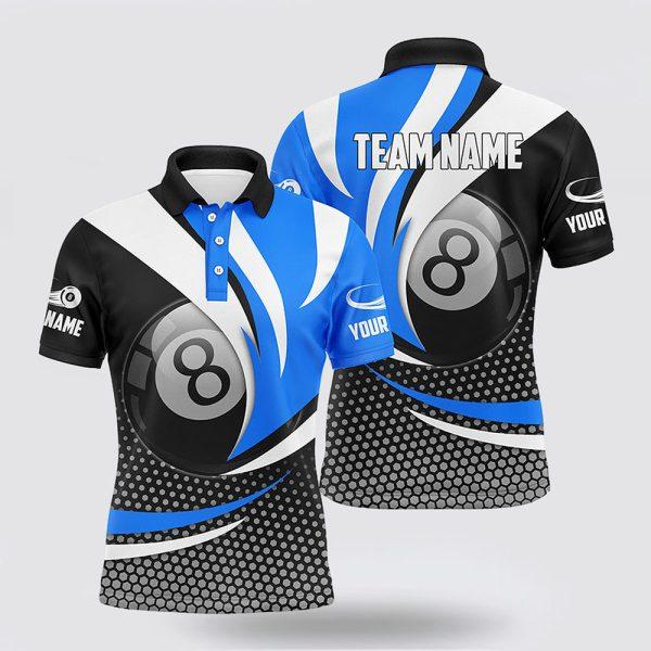 Billiard Polo Shirts, 8 Ball Billiard Blue Version 3D Polo Shirts Best ...