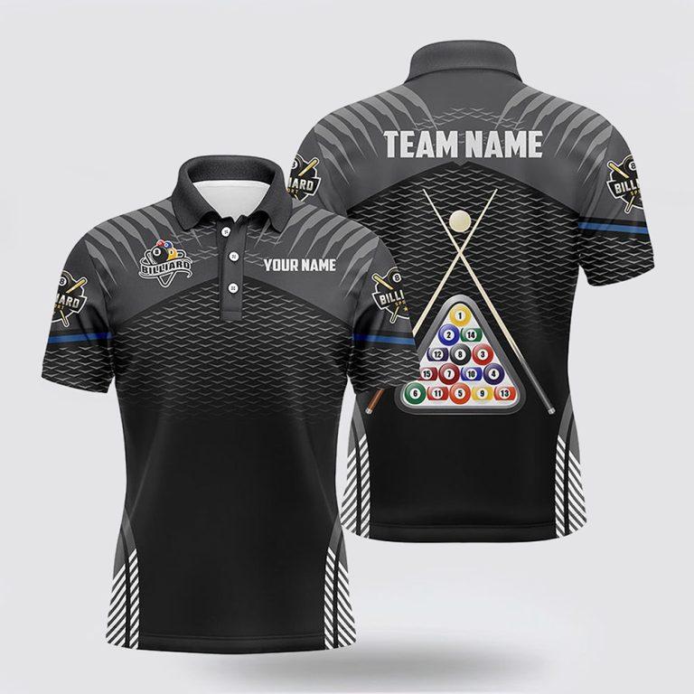 Billiard Polo Shirts, 8 Ball Billiards Sport Black 3D Polo Shirts ...