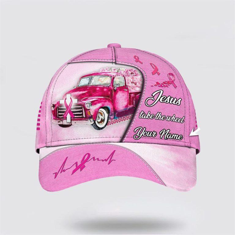 Breast Cancer Baseball Cap, Custom Baseball Cap, Jesus Take the Wheel ...