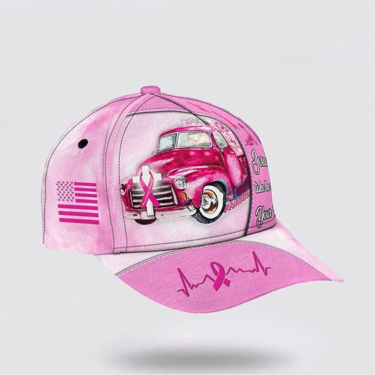 Breast Cancer Baseball Cap, Custom Baseball Cap, Jesus Take the Wheel ...