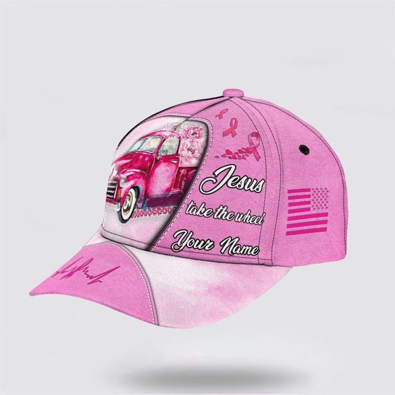 Breast Cancer Baseball Cap, Custom Baseball Cap, Jesus Take the Wheel ...