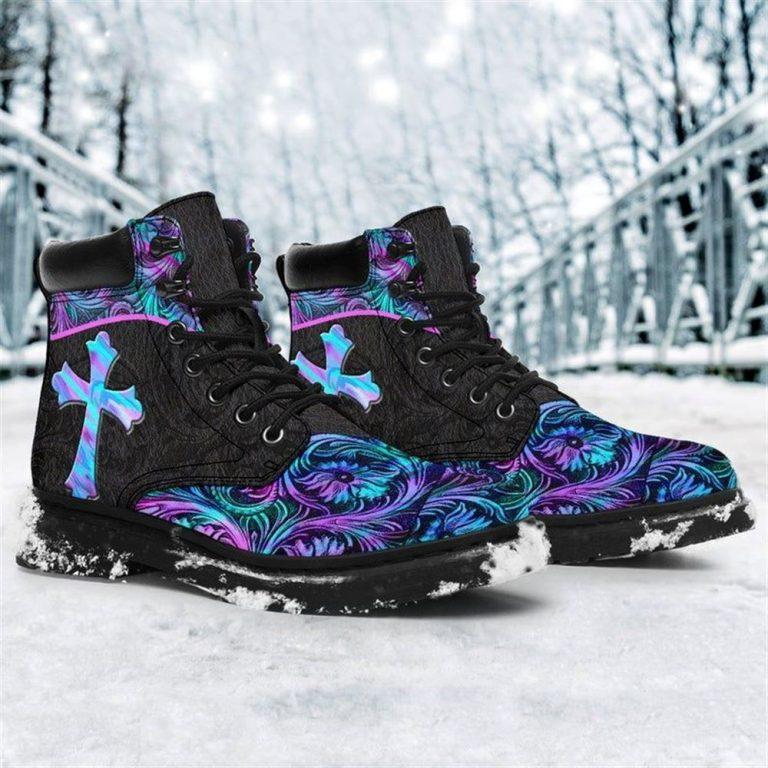 Christian Boots, Jesus Shoes, Jesus Pattern Flowers Cross Boots, Jesus ...