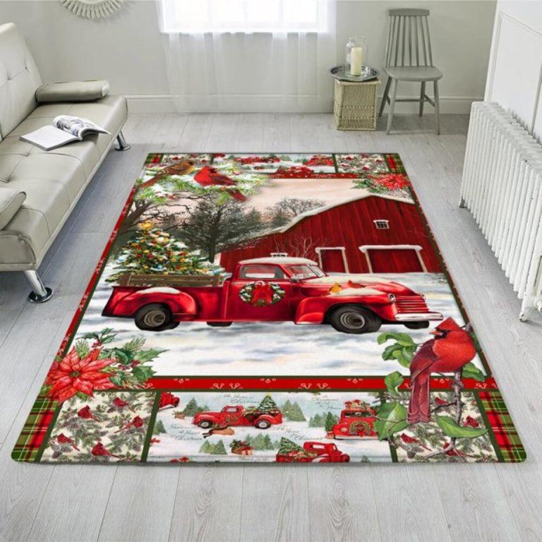 Christmas Rugs, Christmas Area Rugs, Barn Red Truck Christmas Rug ...
