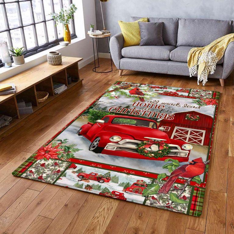 Christmas Rugs, Christmas Area Rugs, Red Truck Christmas Rug All Roas ...