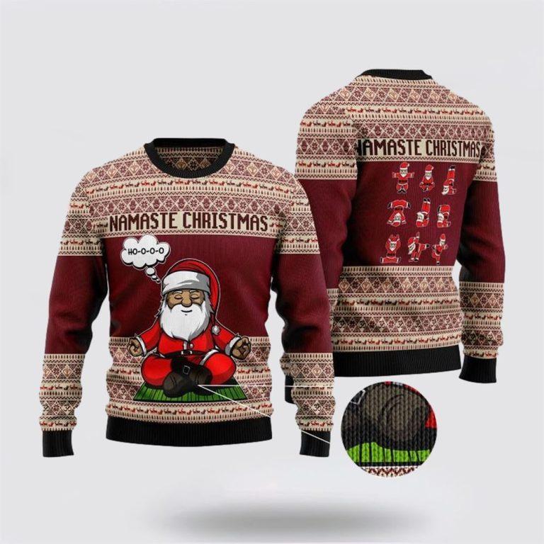Santa Claus Sweater, Yoga Santa Clause Ugly Christmas Sweater, Santa ...