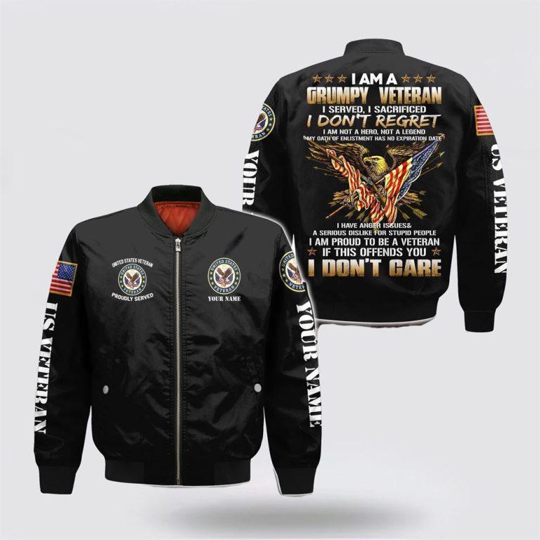 Navy Bomber Jacket, Custom Name Rank US Navy Veteran Bomber, Veteran ...