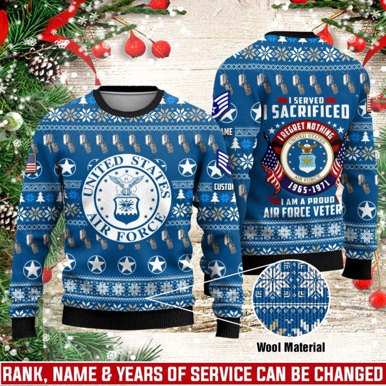 Veterans Sweater, Custom US Air Force Veteran Christmas Sweater With ...