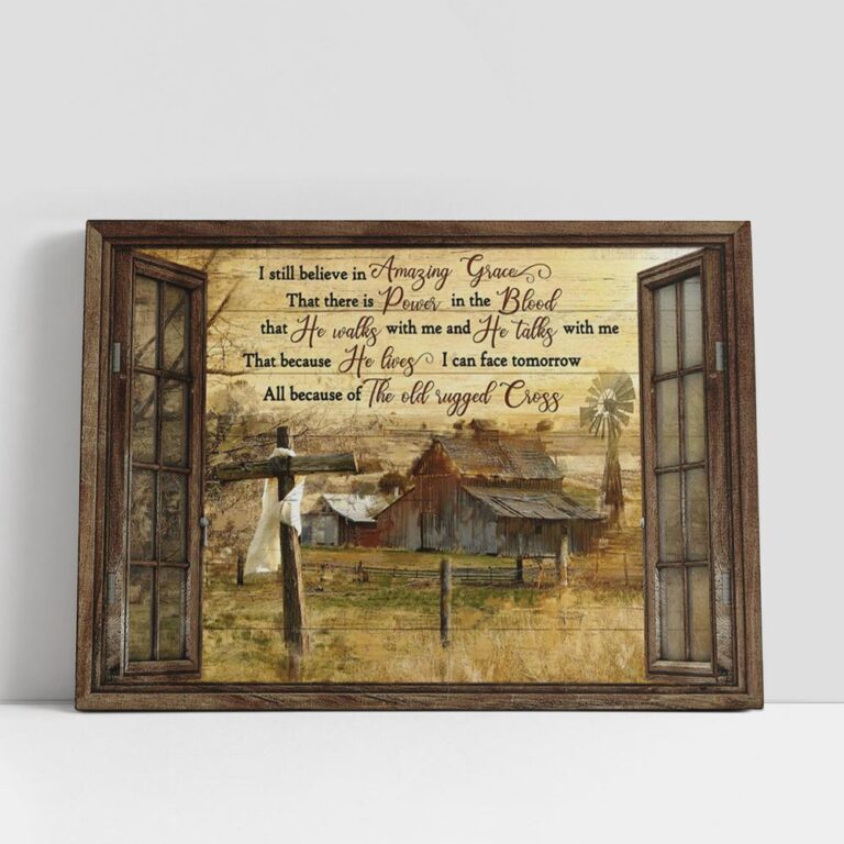 Christian Canvas Wall Art, Still Believe In Amazing Grace Window Cross ...