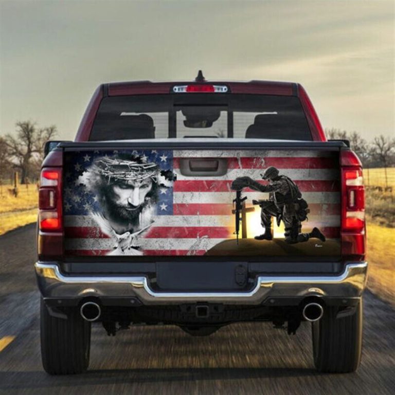 Jesus Tailgate Wrap, Jesus Christian American Veteran Tailgate Wrap ...