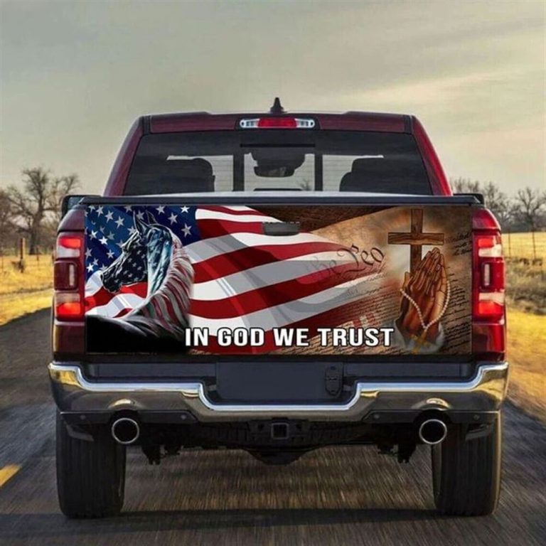 Jesus Tailgate Wrap, Jesus In God We Trust Christians Cross Horse Truck ...