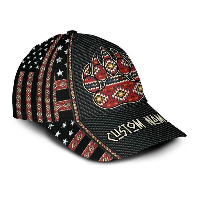 Native American Baseball Cap, Custom Name Bear'r Paw Brocade Native ...