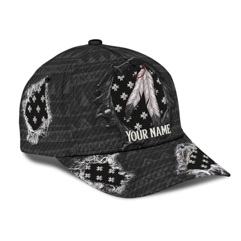 Native American Baseball Cap, Personalized Black Feathers Dream Native ...