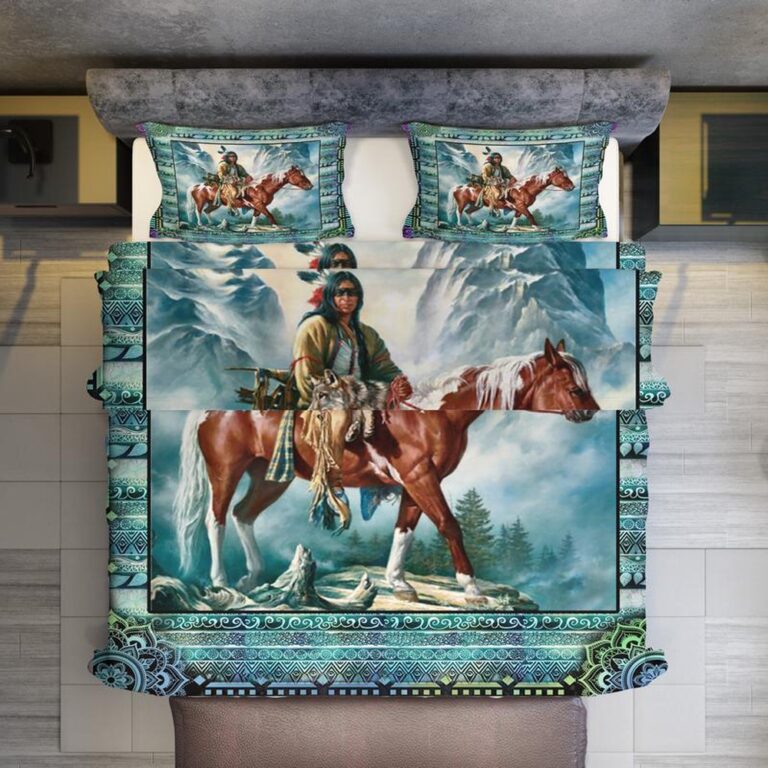 Native American Bedding Set, Aboriginal Ride Horses Native American ...