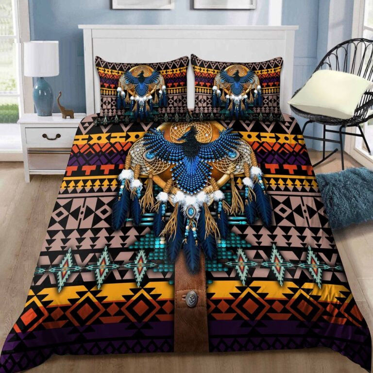 Native American Bedding Set, Beaded Bird Motifs Native American Bedding ...