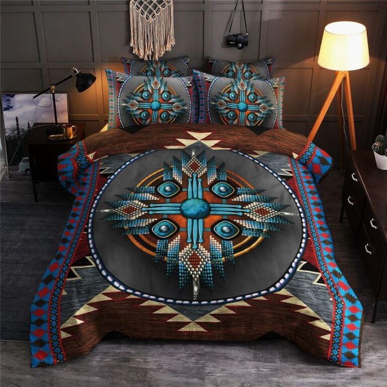 Native American Bedding Set, Beaded Jade Motifs Native American Bedding ...