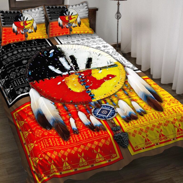 Native American Bedding Set, Dreamcatcher Red Hand Native American ...